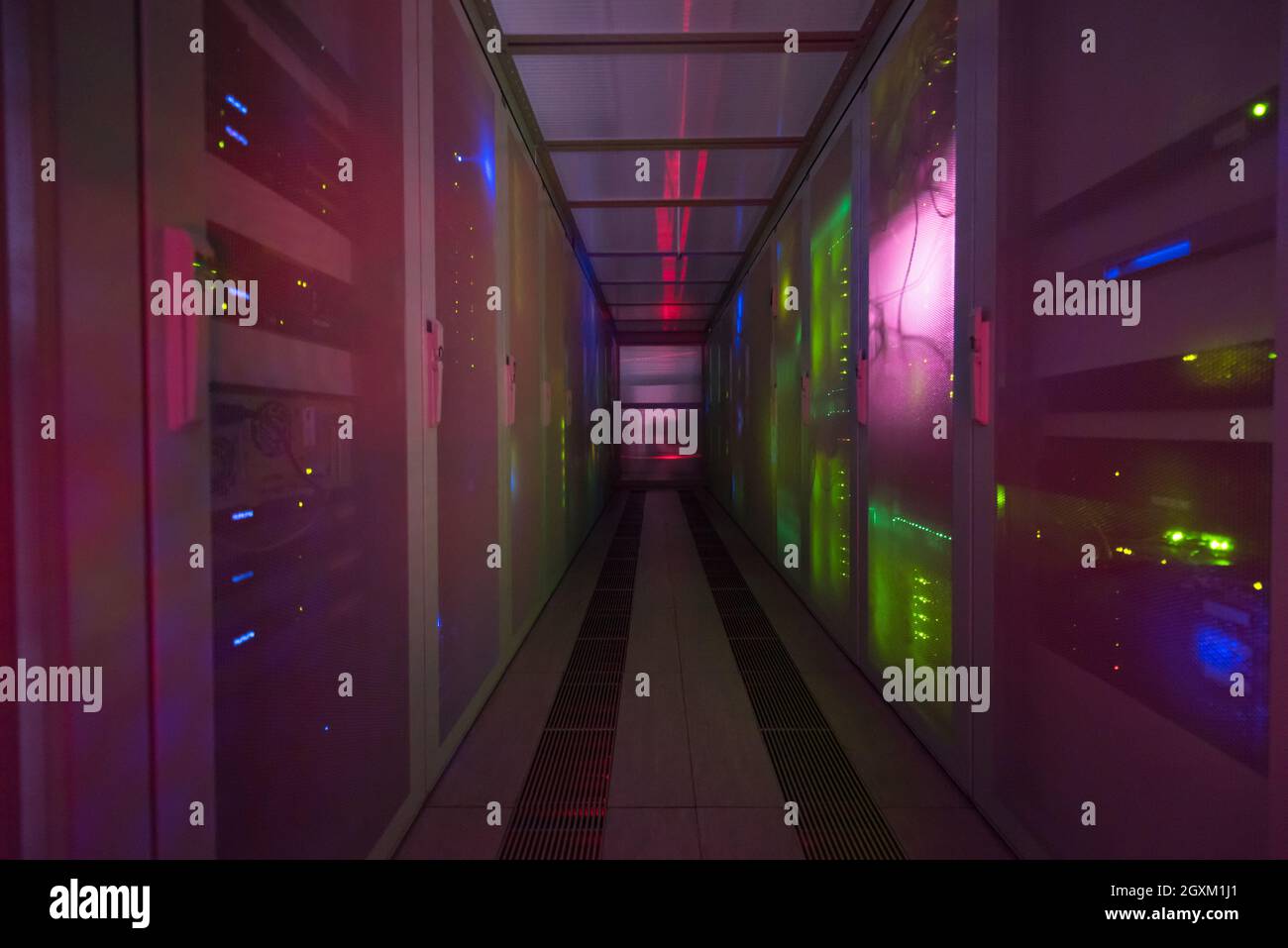 panel modern communication equipment with light from the display at ...