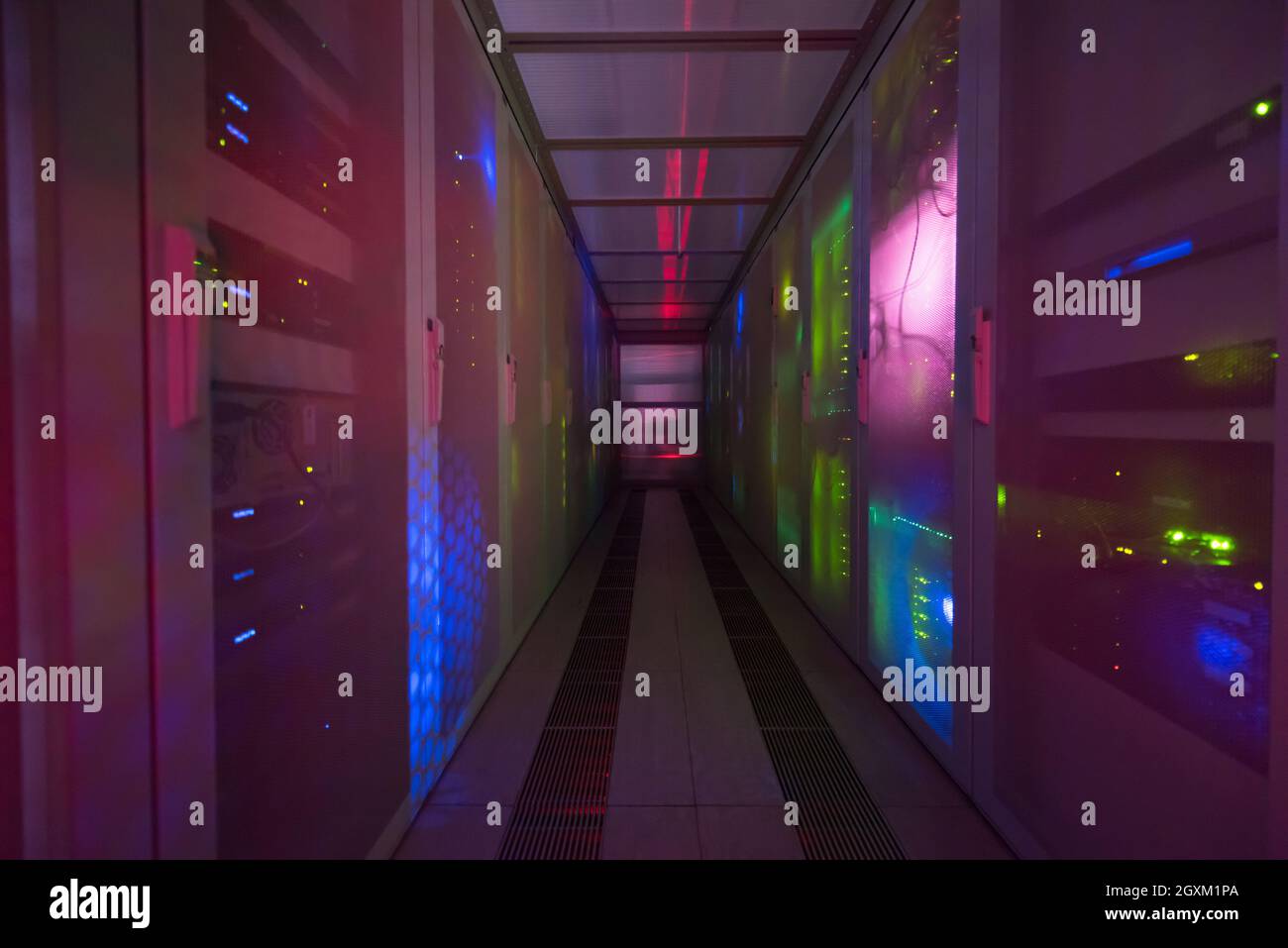 panel modern communication equipment with light from the display at ...