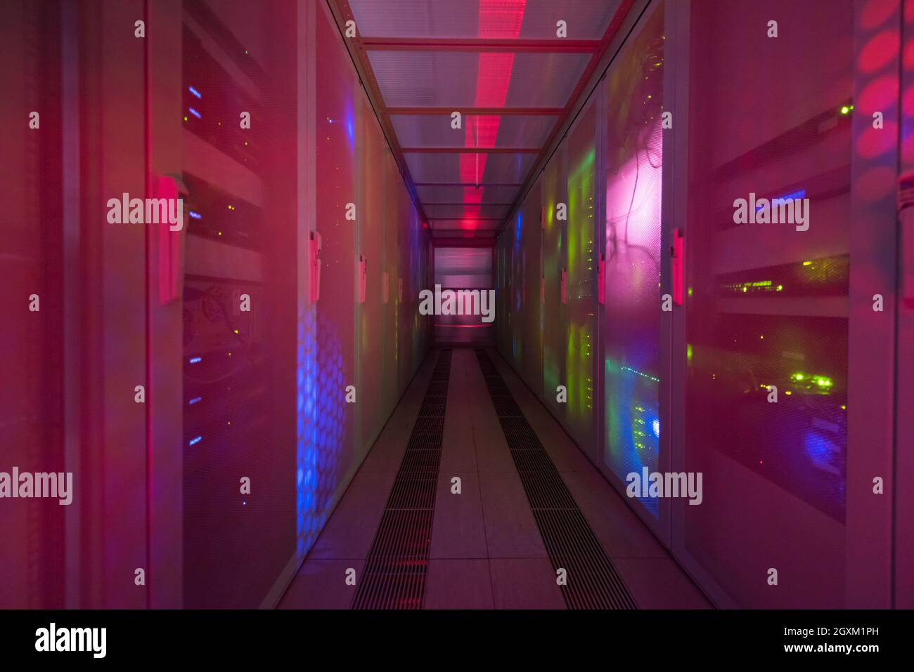 panel modern communication equipment with light from the display at ...