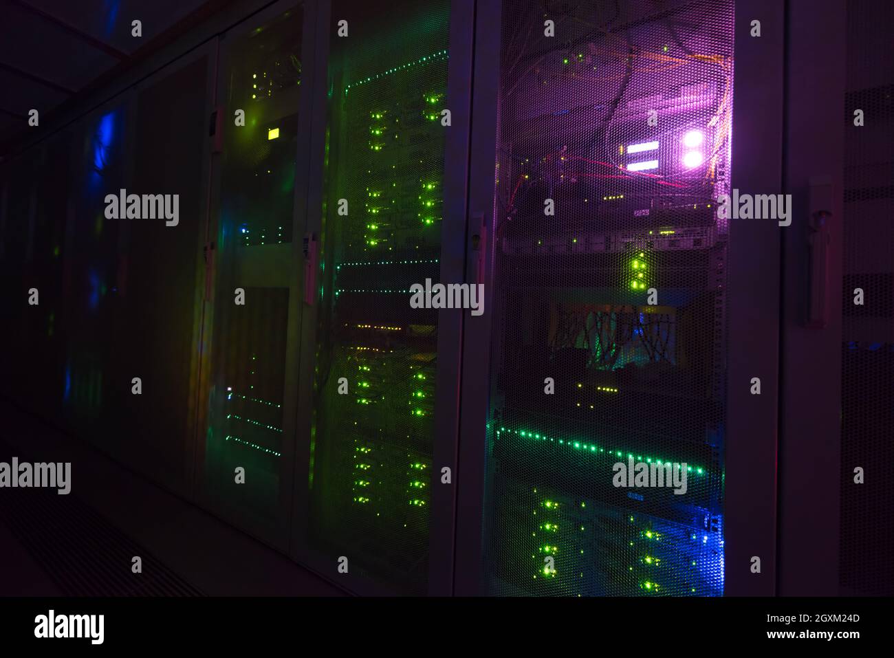 panel modern communication equipment with light from the display at ...