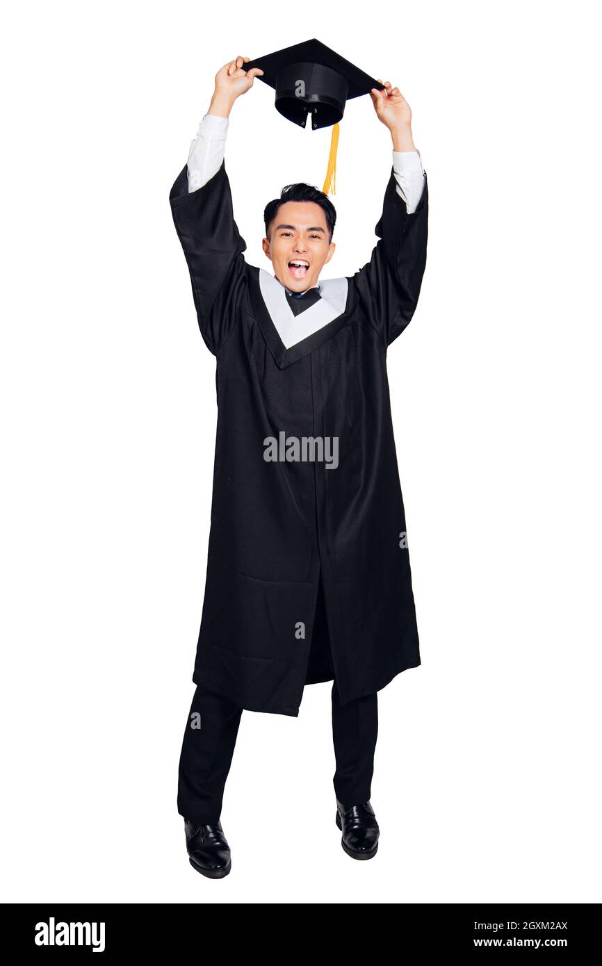 Full length of Excited young male graduation Stock Photo - Alamy