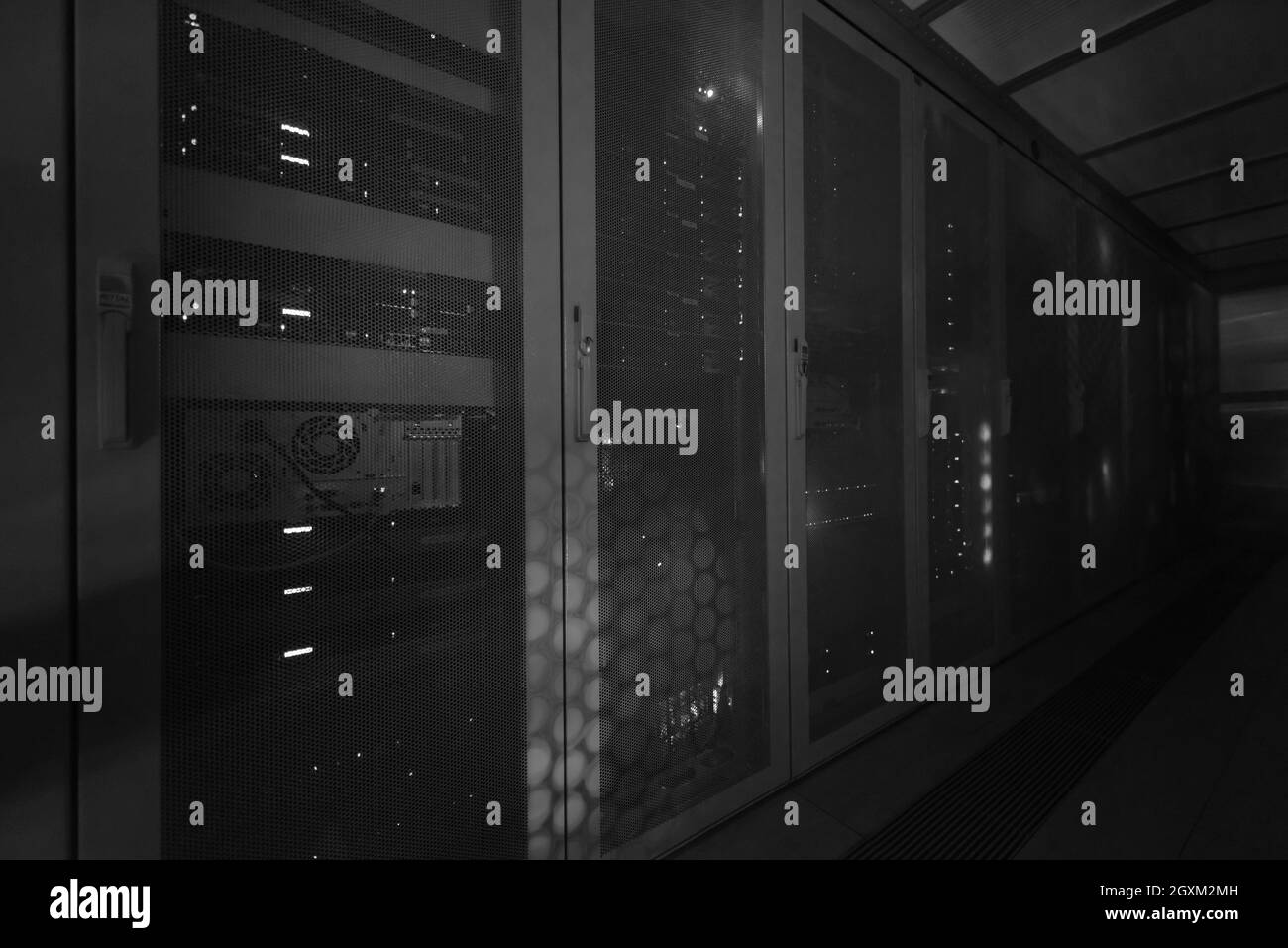 panel modern communication equipment with light from the display at ...