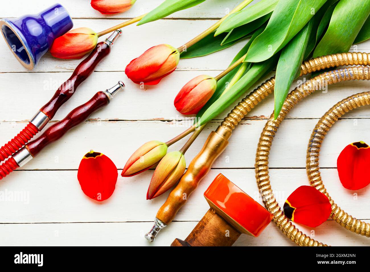 Modern hookah for smoking.Shisha with flower aroma.Flower hookah ...