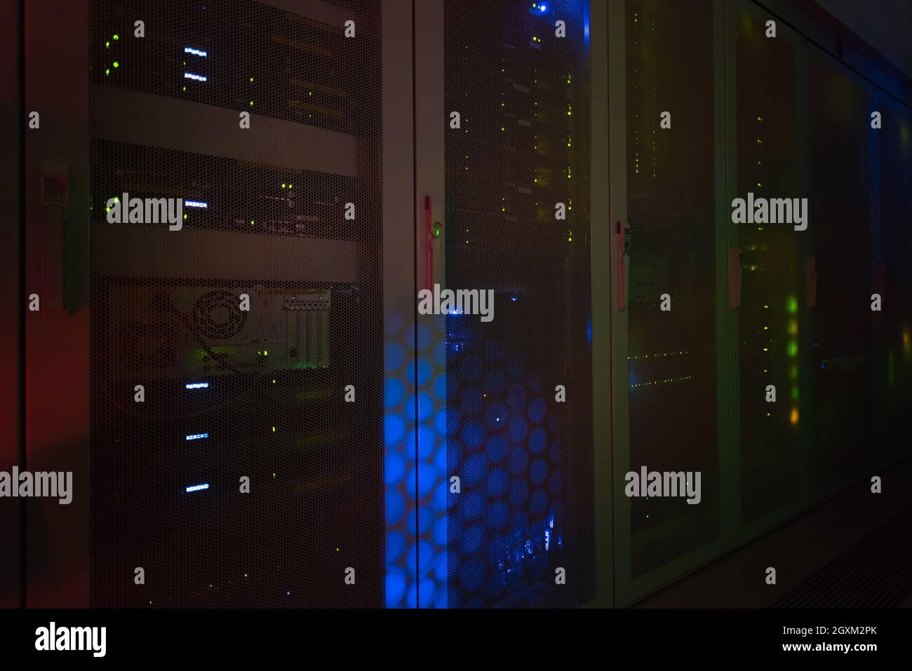 panel modern communication equipment with light from the display at ...