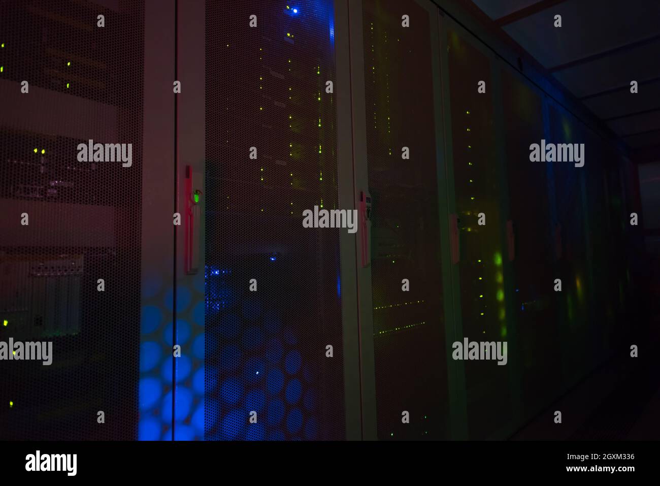 panel modern communication equipment with light from the display at ...