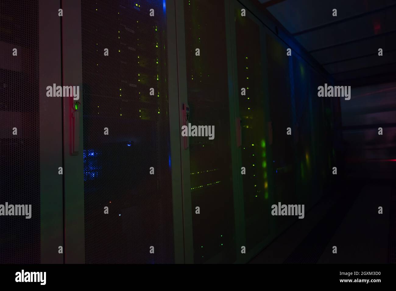 panel modern communication equipment with light from the display at ...