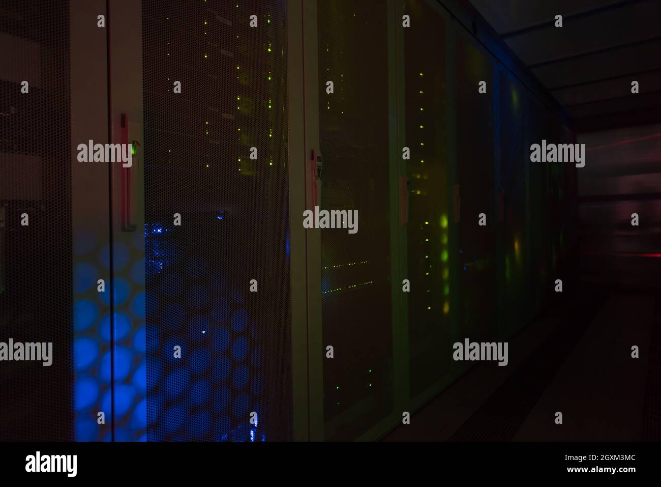 panel modern communication equipment with light from the display at ...