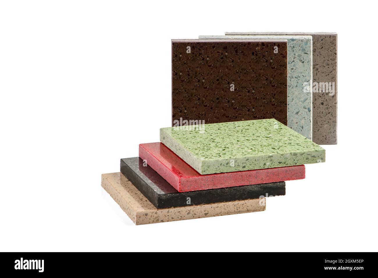 Samples of stone countertops on a white isolated background. Set of ...