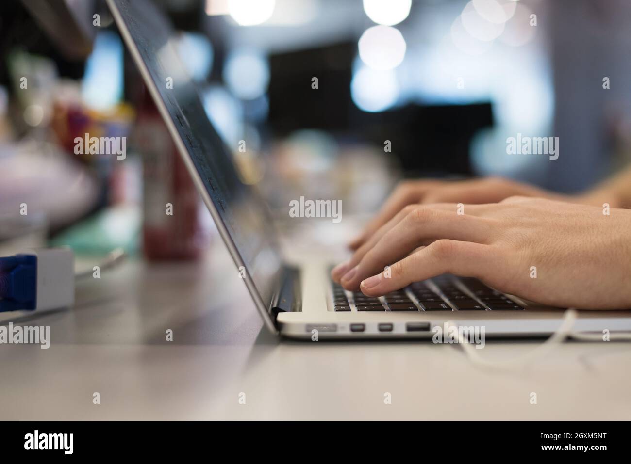 software developer writing programming code on laptop computer Stock ...