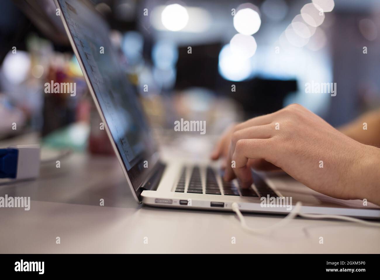 software developer writing programming code on laptop computer Stock ...