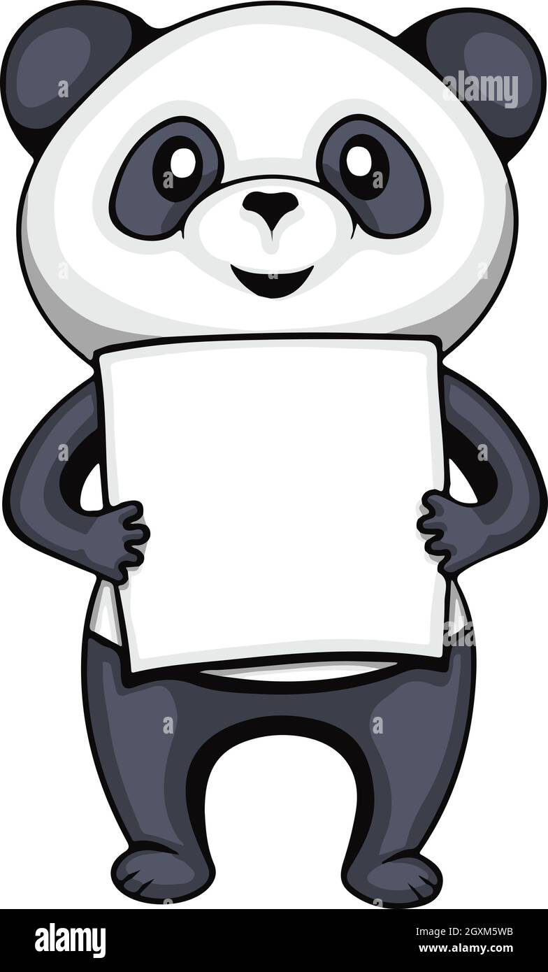 Cute panda holding white blank. Animal cartoon concept isolated. EPS 10 ...