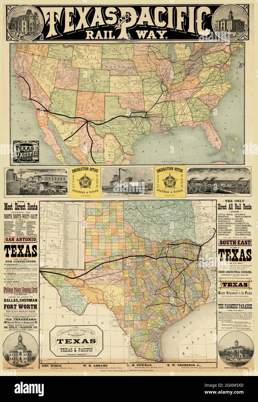 Texas pacific railway map hi-res stock photography and images - Alamy