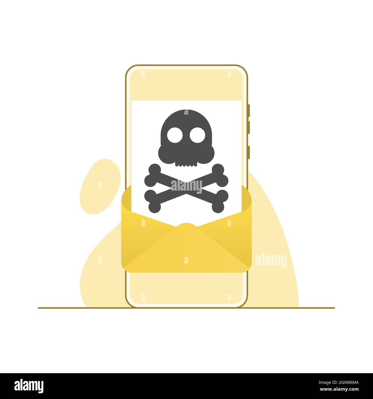 Malicious Email. Problem with Phone. Message with a Skull on Phone ...