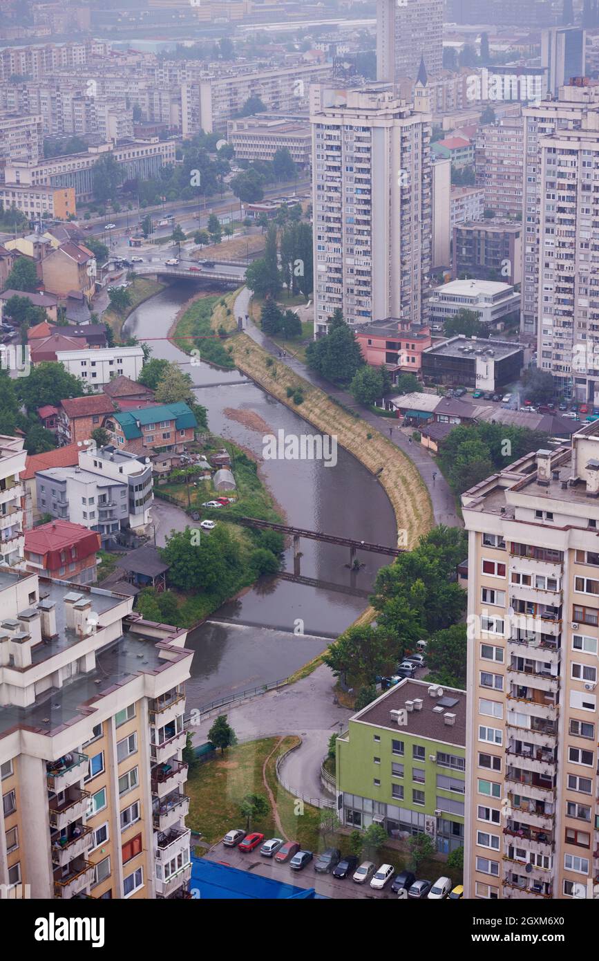 urban street scene of city and buildings top view Stock Photo - Alamy