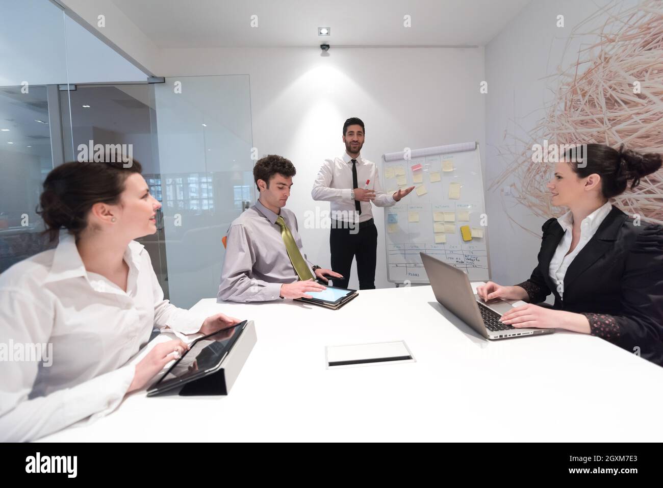 business people group brainstorming on meeting at office, businessman ...