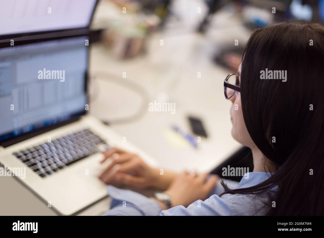 software developer writing programming code on laptop computer Stock ...