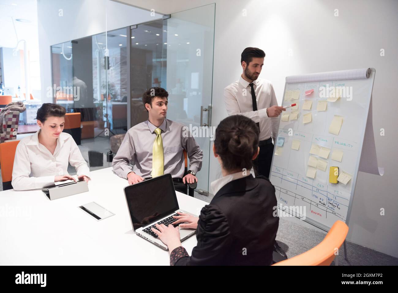 business people group brainstorming on meeting at office, businessman ...