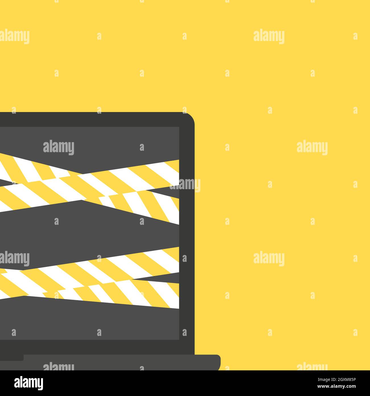 Laptop is Wrapped in Warning Ribbons. Problem with Laptop Stock Vector ...