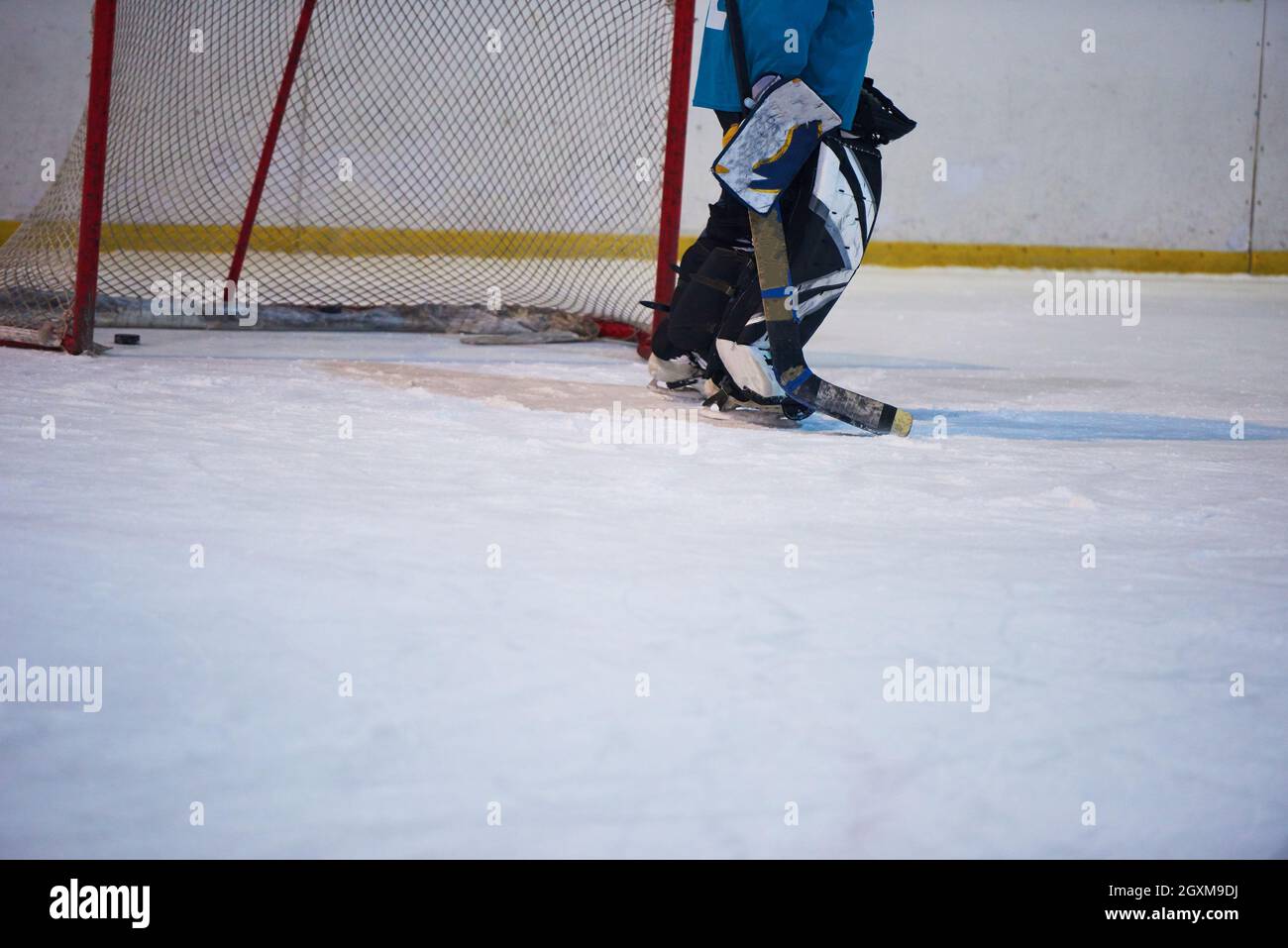 ice hockey player in action kicking with stick Stock Photo - Alamy