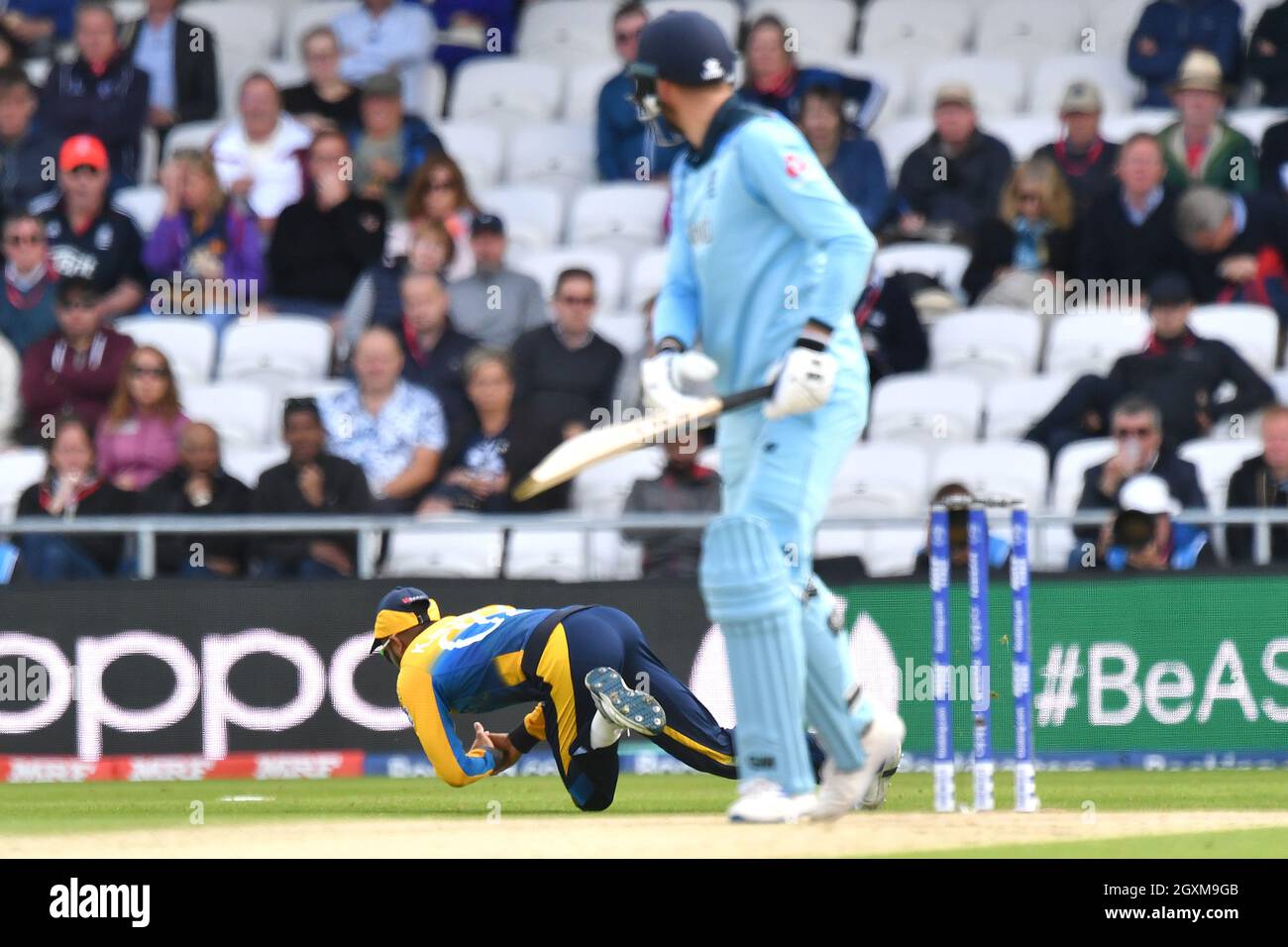 England's James Vince is caught behind by Sri Lanka's Kusal Mendis ...