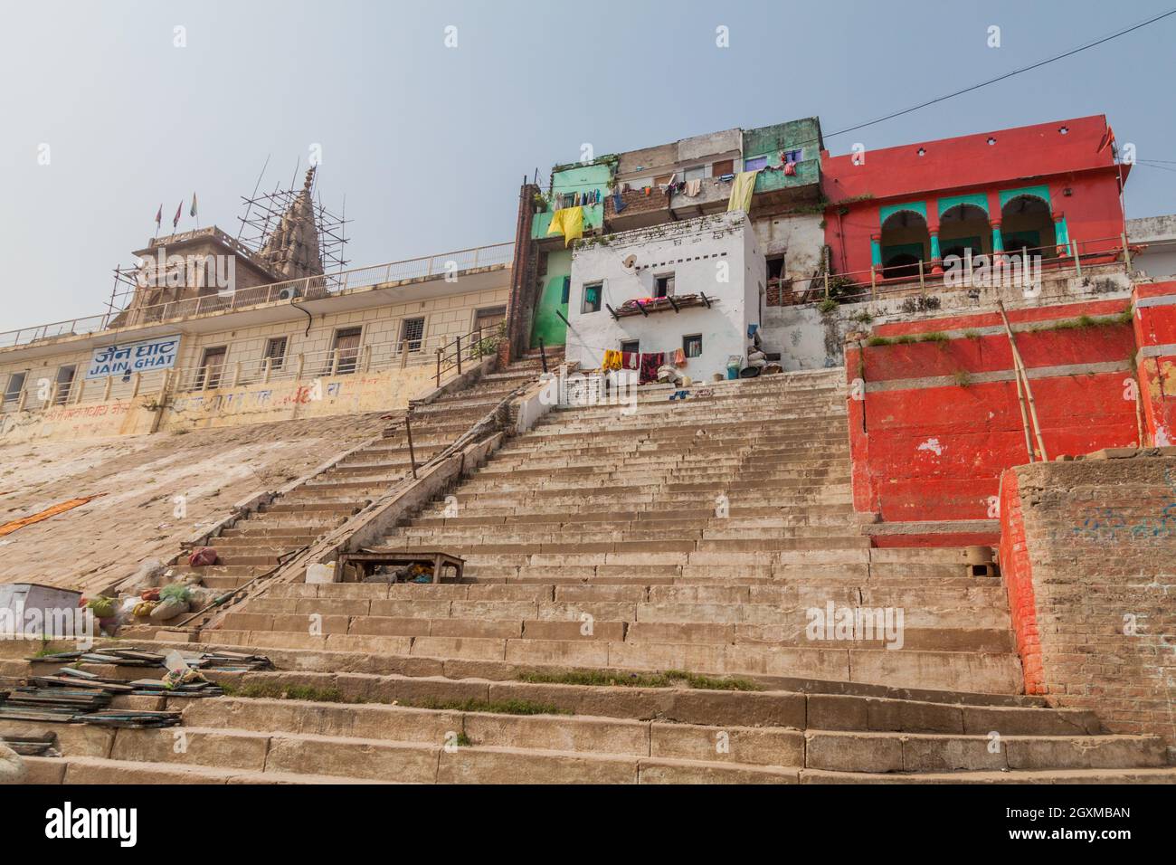 View of Jain Ghat riverfront steps leading to the banks of the River ...