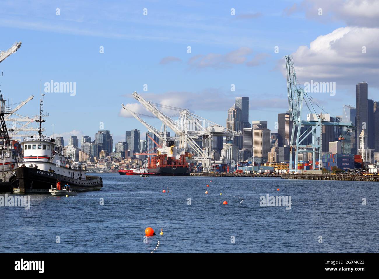Port of Seattle cargo Terminal 18 (left), 46 (middle), 30 (right) on ...