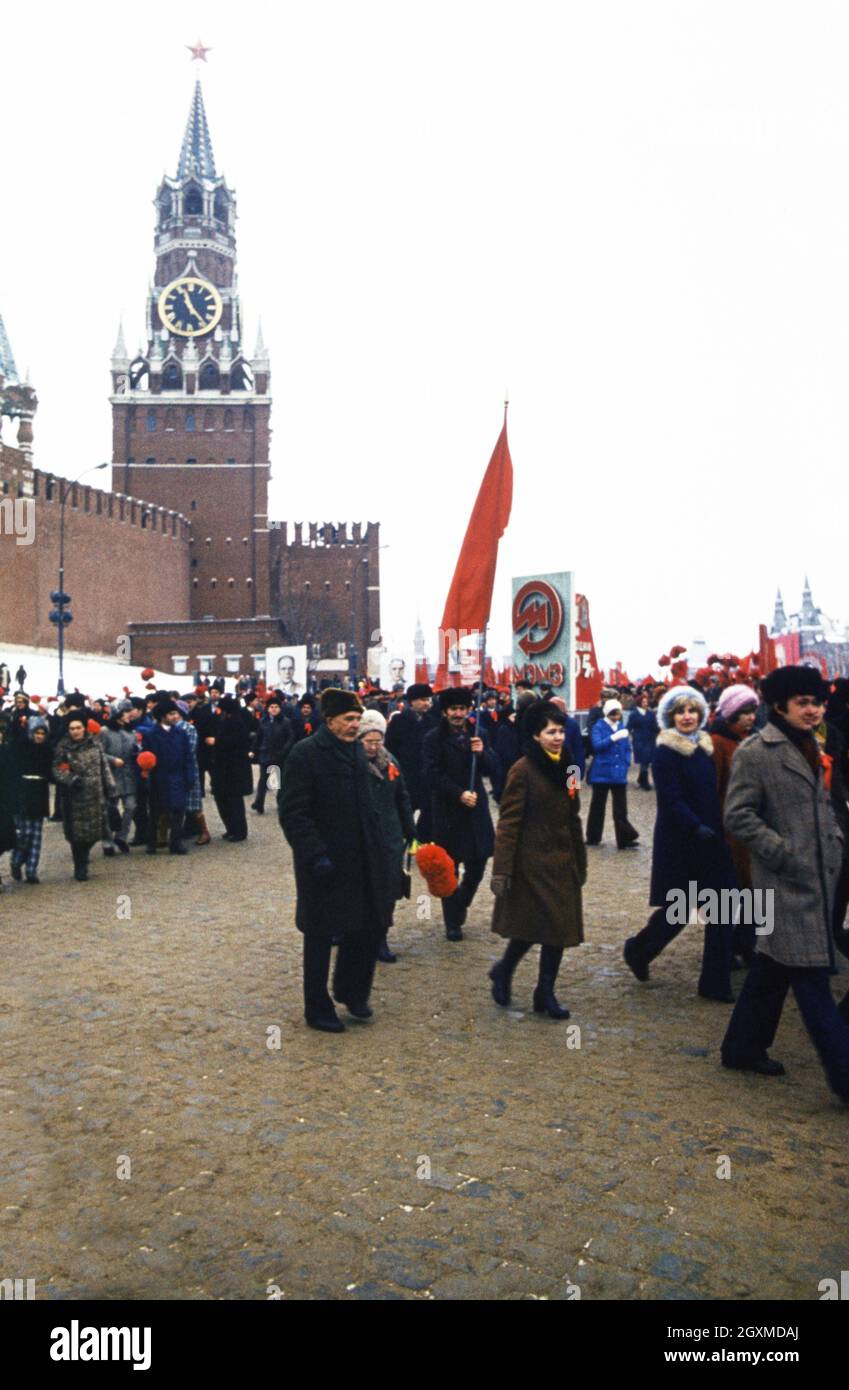 Red Square parade in Moscow on the 60th anniversary of the October ...
