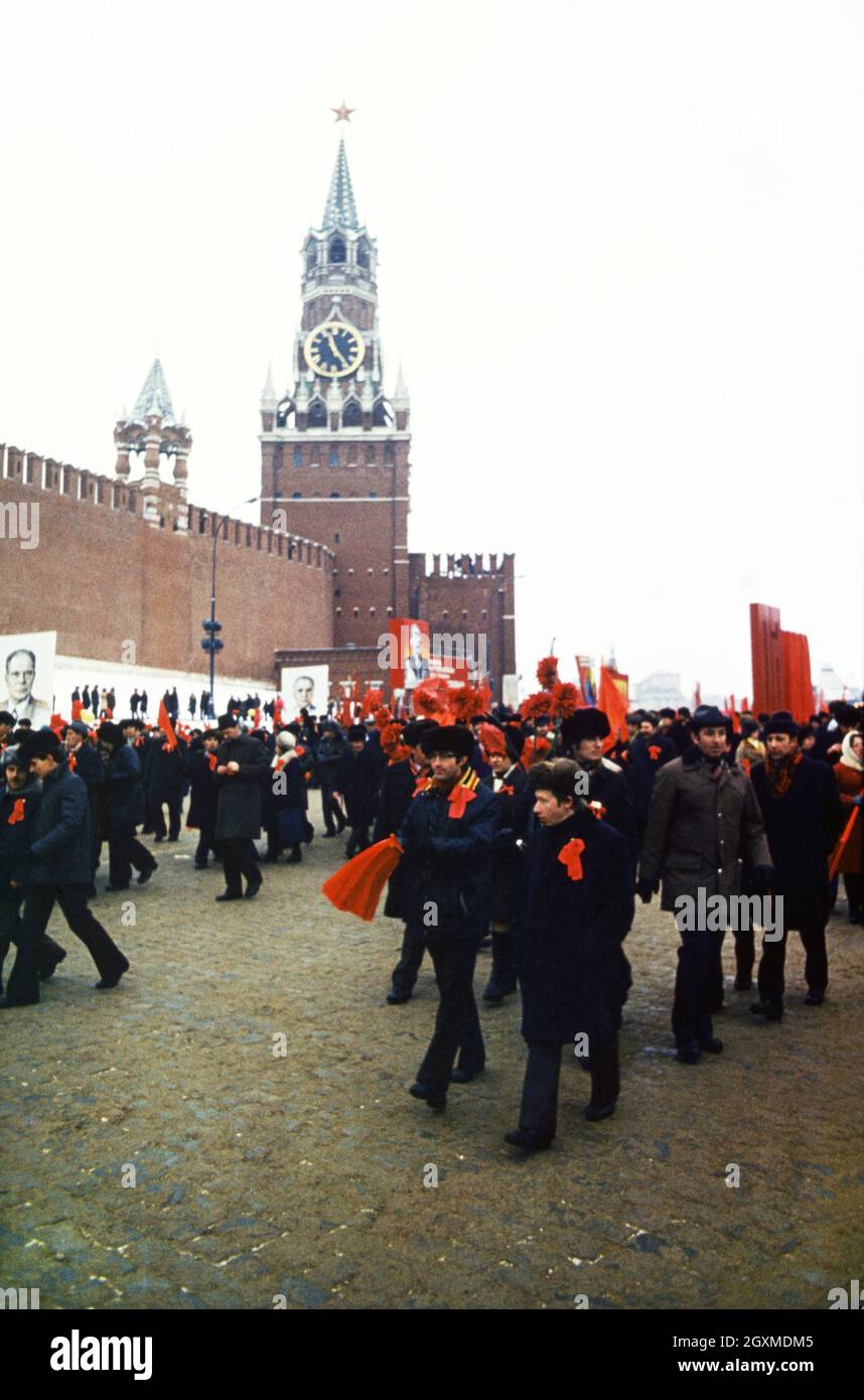 Red Square parade in Moscow on the 60th anniversary of the October ...