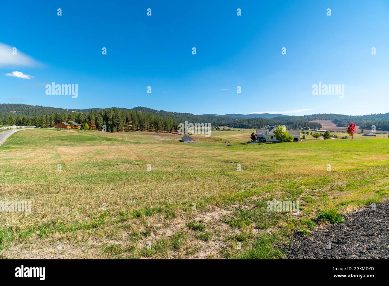 Farms, homes and ranches amid the rolling hills of the Green Bluff area ...