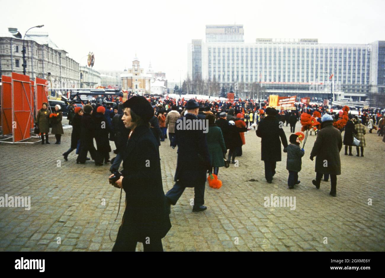 Red Square parade in Moscow on the 60th anniversary of the October ...