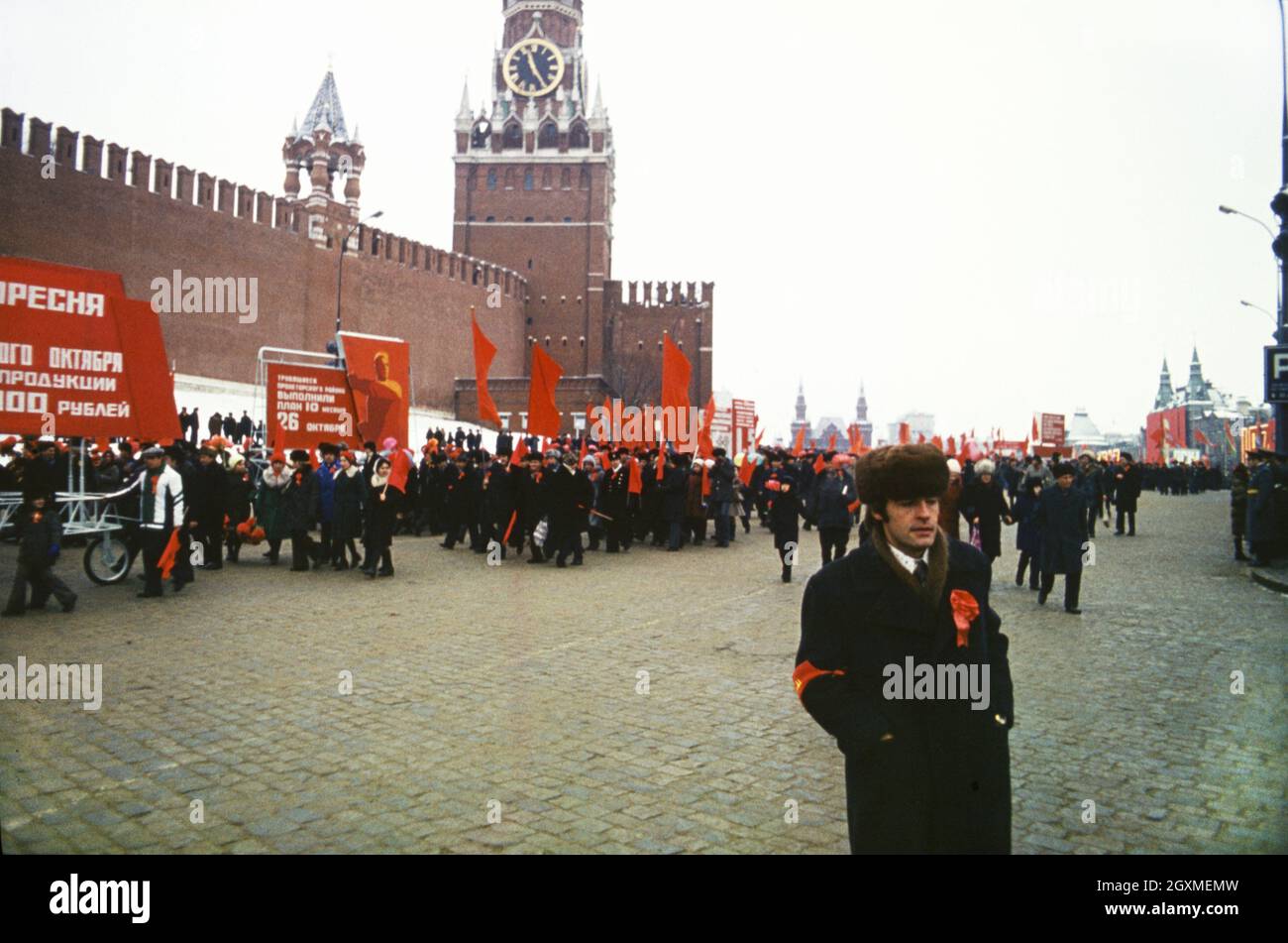 Red Square parade in Moscow on the 60th anniversary of the October ...