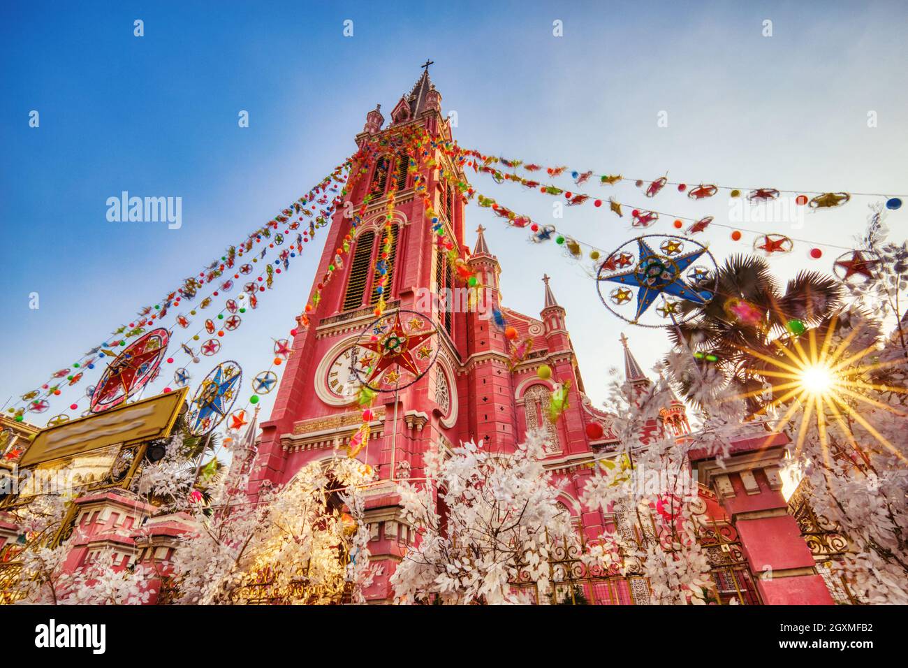 Colorful Tan Dinh Church or Church of the Sacred Heart of Jesus in Ho ...