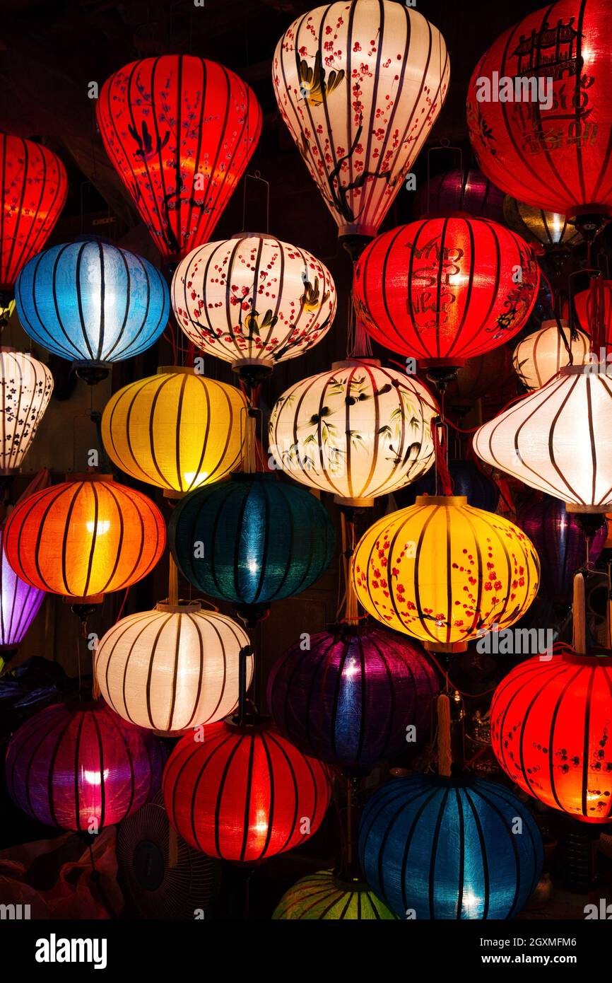 Colorful Bright Lanterns in the Darkness Stock Photo - Alamy