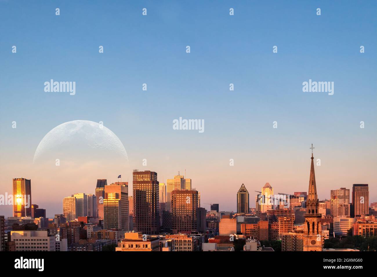 Moon Over Montreal Canada Stock Photo - Alamy