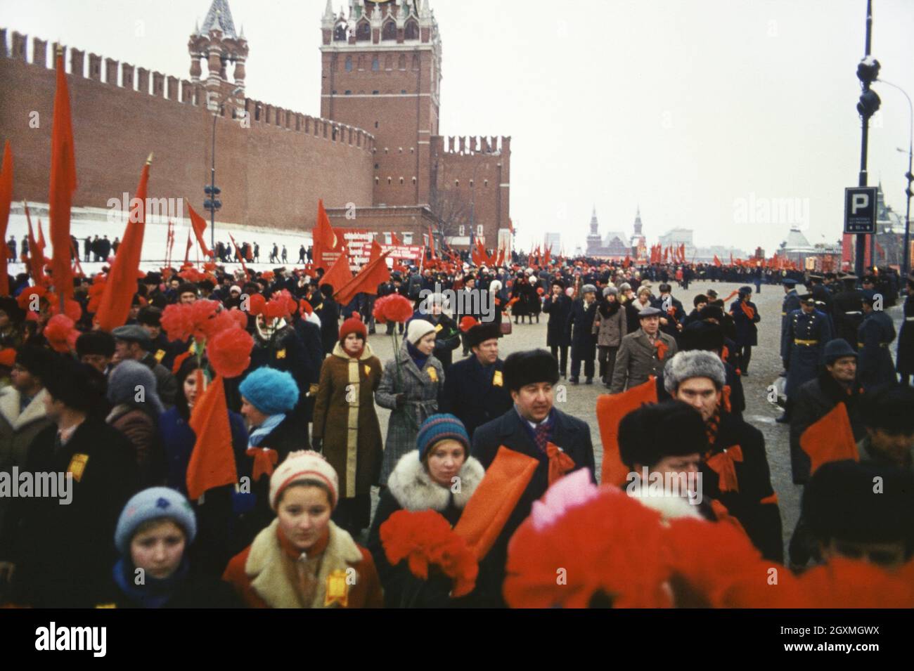 Red Square parade in Moscow on the 60th anniversary of the October ...