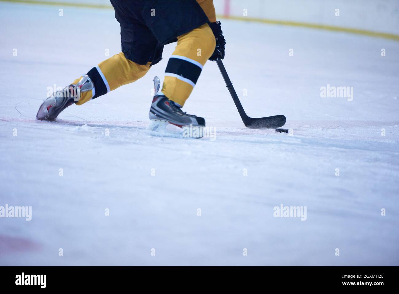 ice hockey player in action kicking with stick Stock Photo - Alamy