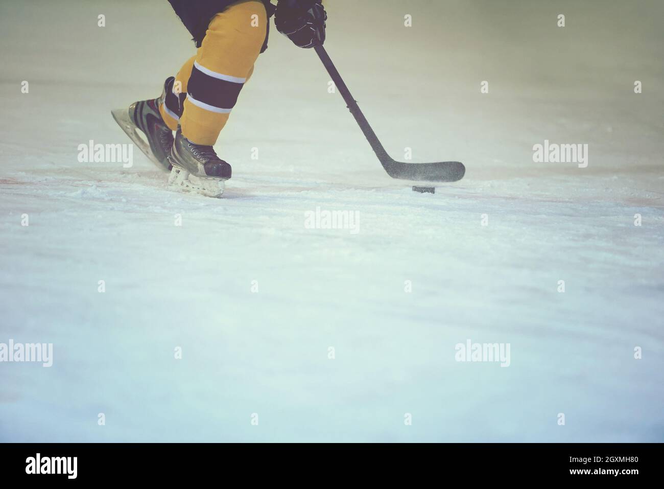ice hockey player in action kicking with stick Stock Photo - Alamy