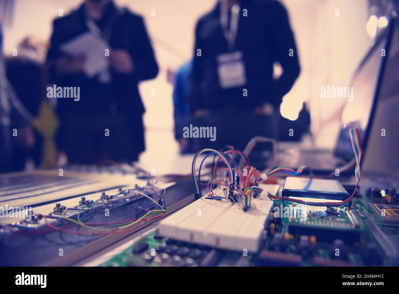 high technology electric circuit motherboard with team of computer ...