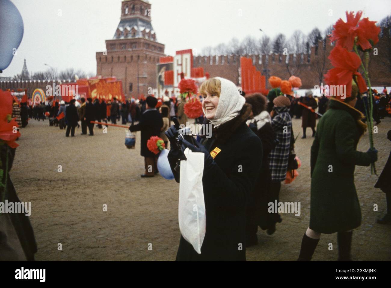 Red Square parade in Moscow on the 60th anniversary of the October ...