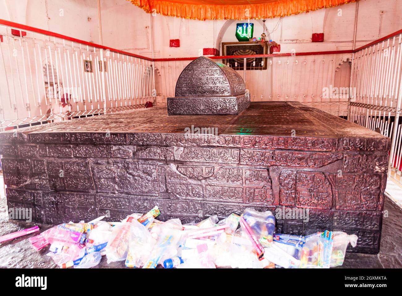 BAGERHAT, BANGLADESH - NOVEMBER 16, 2016: Interior of Khan Jahan Ali tomb in Bagerhat ...