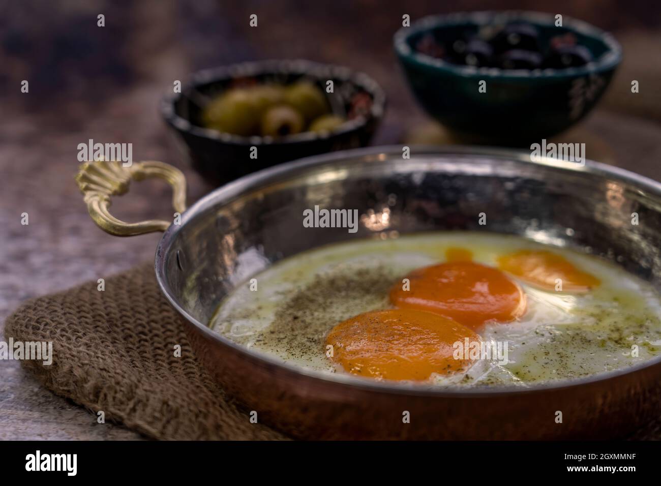 Flat-lay of Organic, and fresh delicious traditional Turkish breakfast ...