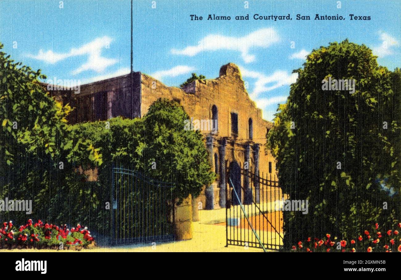 The Alamo and courtyard, San Antonio, Texas Stock Photo - Alamy
