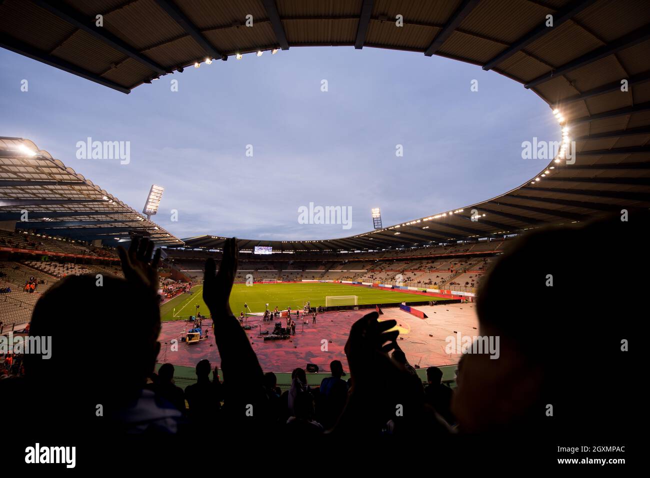 group of football, soccer fans support their favorite sports team and ...