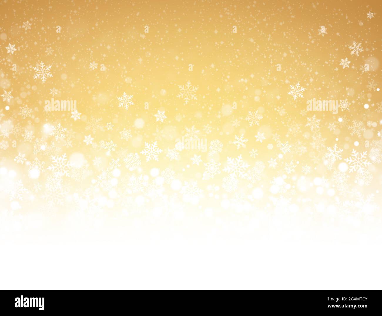 Snowflakes and snow powder on a frozen gold background - Winter ...