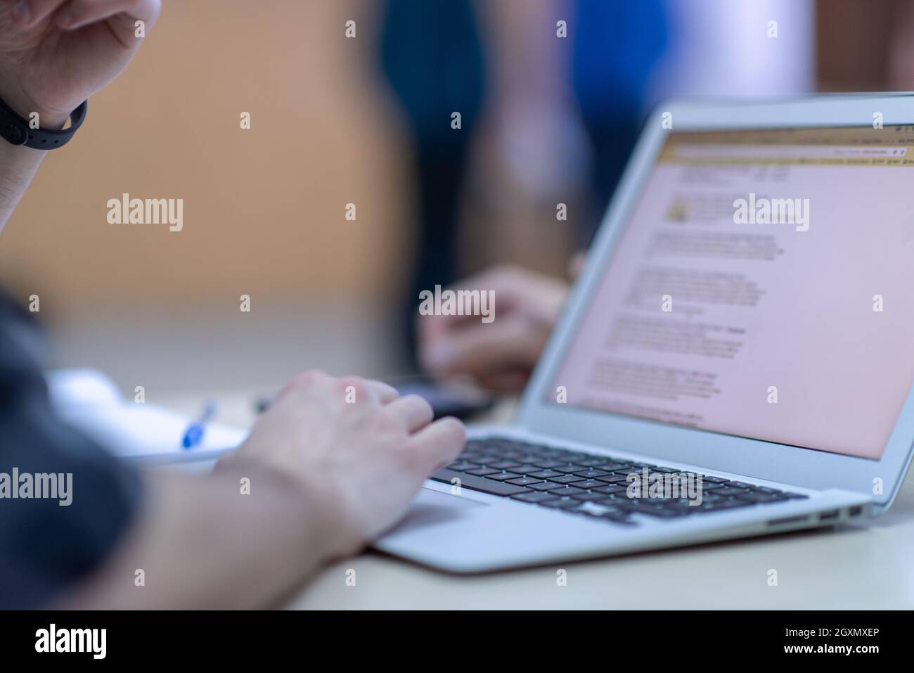 business people hands typing on laptop computer keyboard during the ...
