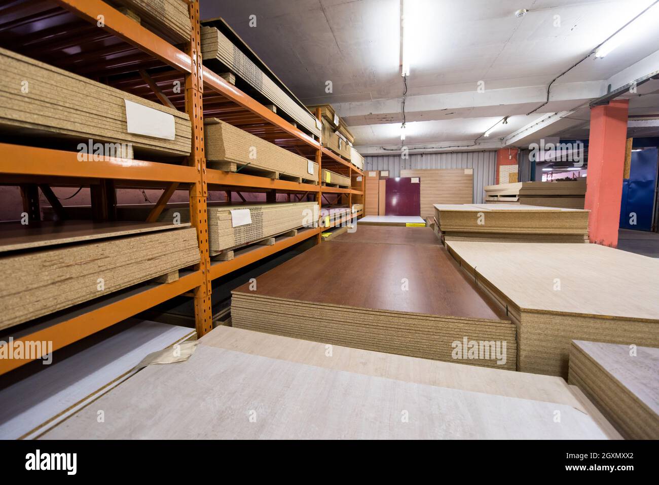 production Department of a big modern wooden furniture factory Stock ...