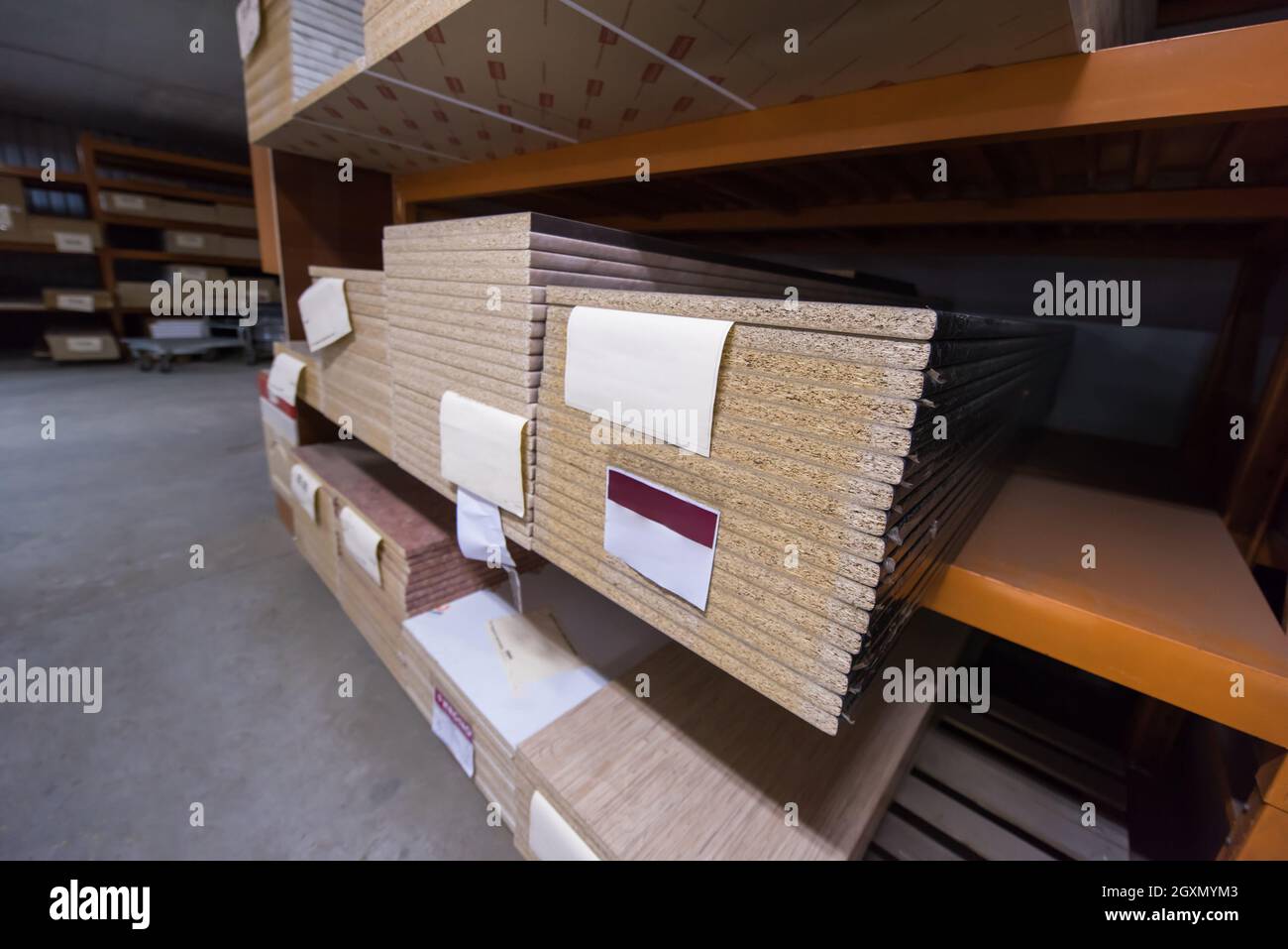 production Department of a big modern wooden furniture factory Stock ...