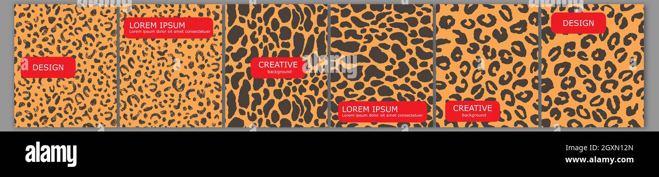 Set of vector cover notebook design. Abstract trendy animal leopard ...