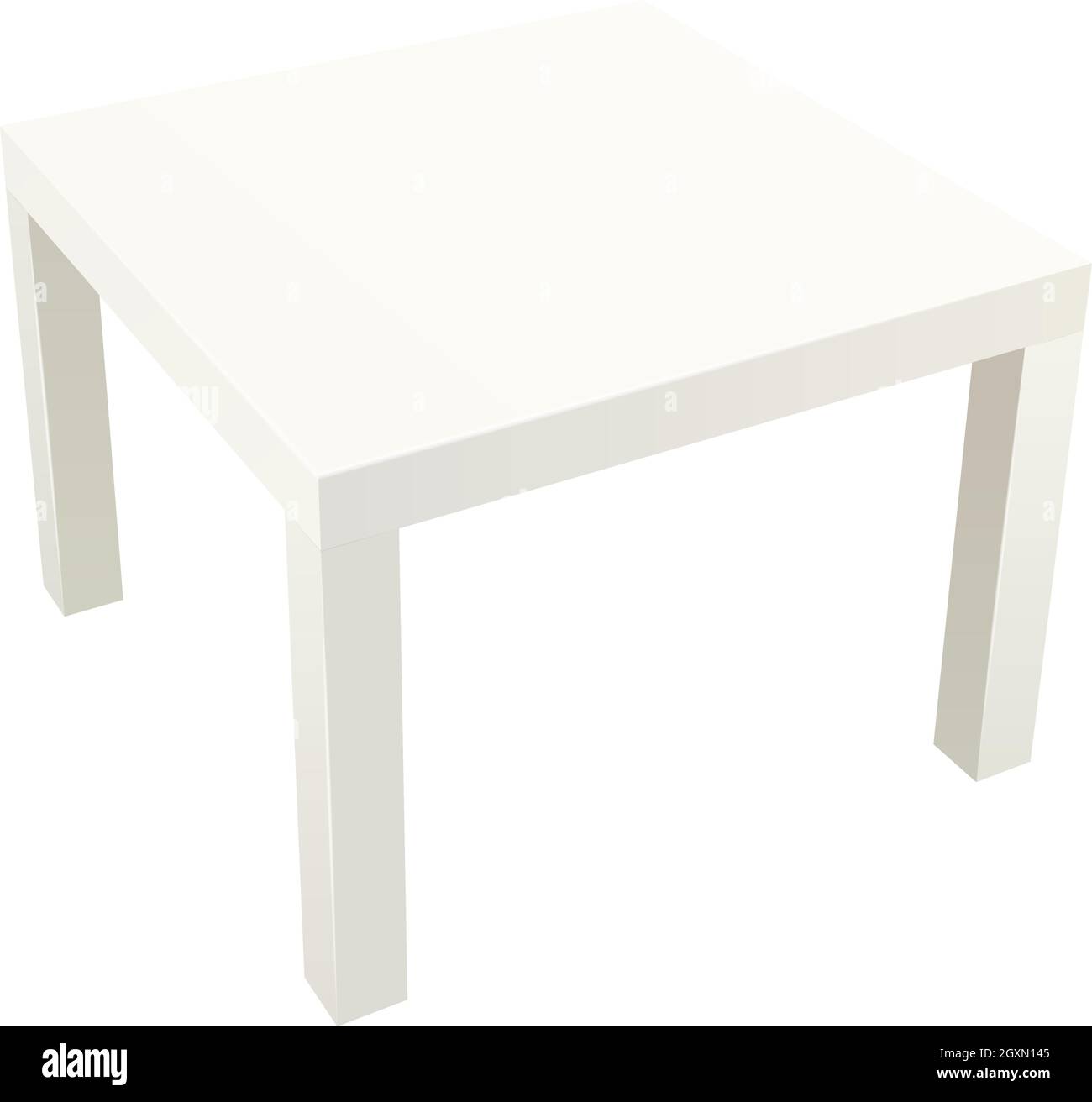 Vector white square side table realistic illustration, perspective view ...