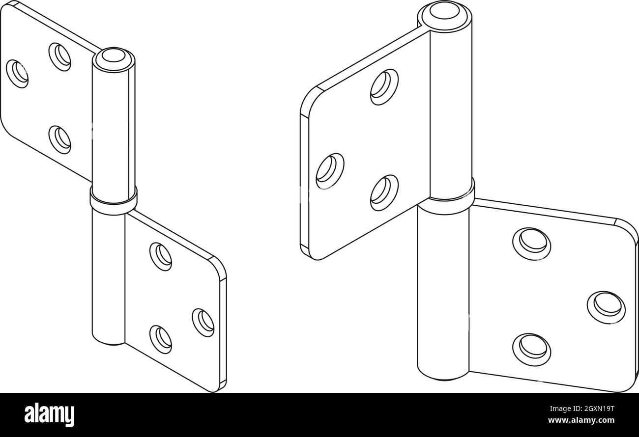 Vector isomectic bi-fold door hinge outline illustration Stock Vector ...